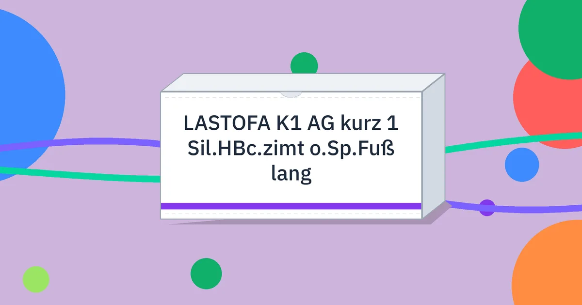 Symbolbild: Packung mit der Aufschrift LASTOFA K1 AG kurz 1 Sil.HBc.zimt o.Sp.Fuß lang (PZN 14147758) – Verfügbarkeit und Bezug in Apotheken in Frankfurt am Main
