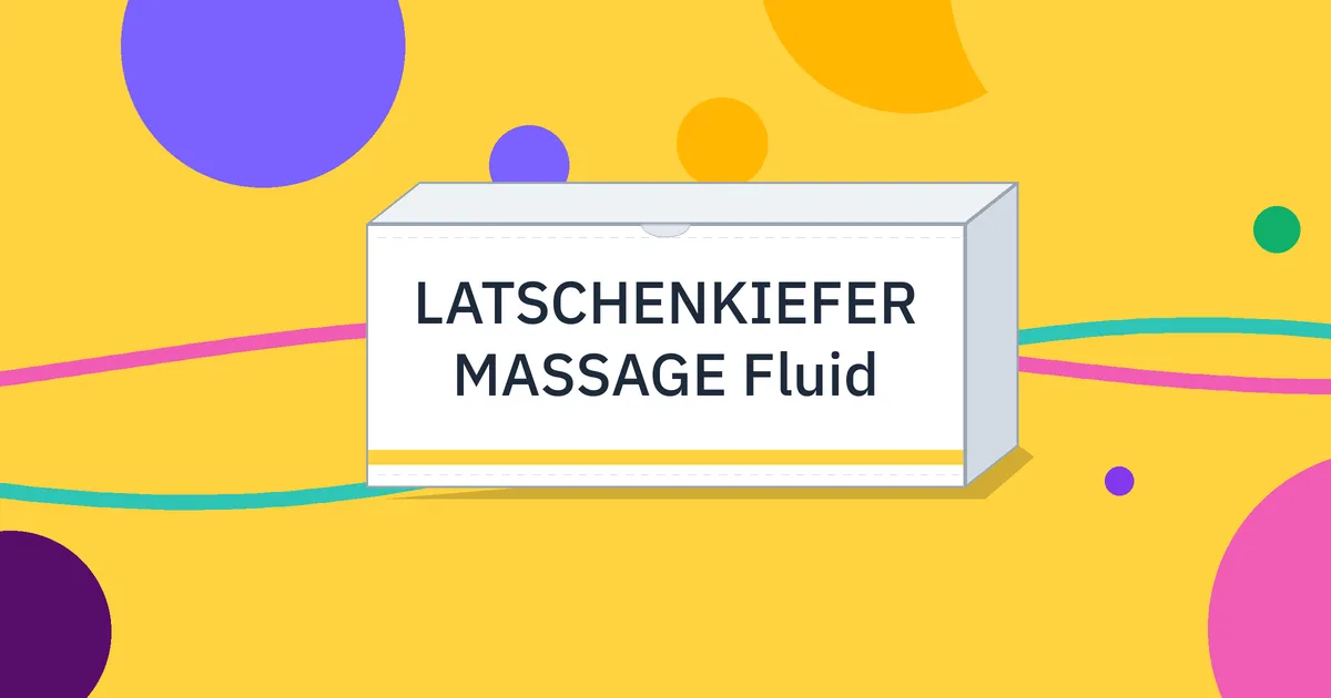 Symbolbild: Packung mit der Aufschrift LATSCHENKIEFER MASSAGE Fluid (PZN 08635488) – Verfügbarkeit und Bezug in Apotheken in Frankfurt am Main