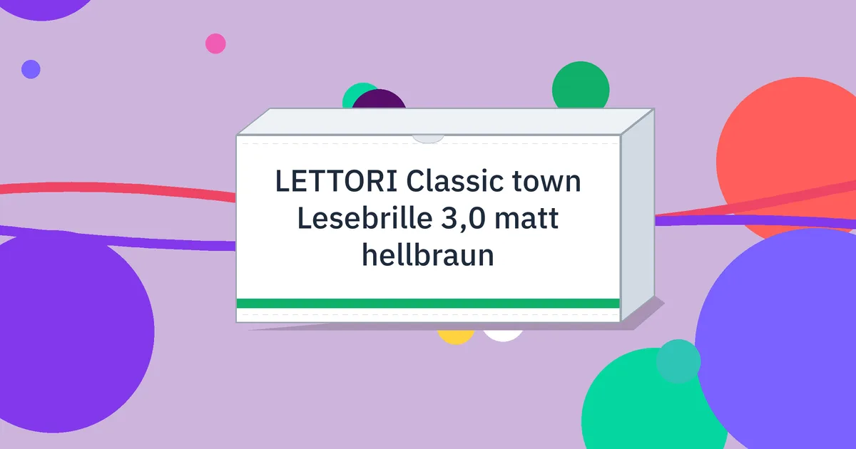 Symbolbild: Packung mit der Aufschrift LETTORI Classic town Lesebrille 3,0 matt hellbraun (PZN 11118153) – Verfügbarkeit und Bezug in Apotheken in Frankfurt am Main