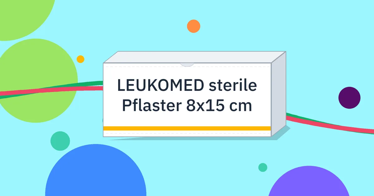 Symbolbild: Packung mit der Aufschrift LEUKOMED sterile Pflaster 8x15 cm (PZN 19168653) – Verfügbarkeit und Bezug in Apotheken in Frankfurt am Main