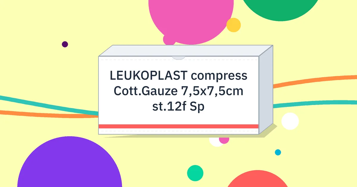 Symbolbild: Packung mit der Aufschrift LEUKOPLAST compress Cott.Gauze 7,5x7,5cm st.12f Sp (PZN 20741282) – Verfügbarkeit und Bezug in Apotheken in Frankfurt am Main