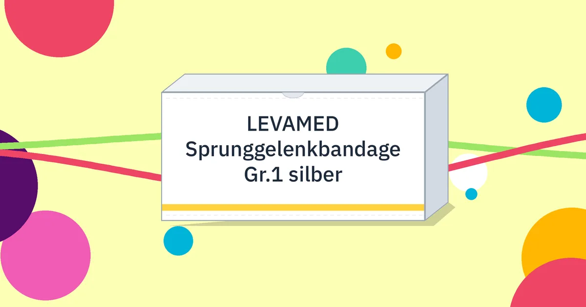 Symbolbild: Packung mit der Aufschrift LEVAMED Sprunggelenkbandage Gr.1 silber (PZN 19170638) – Verfügbarkeit und Bezug in Apotheken in Frankfurt am Main
