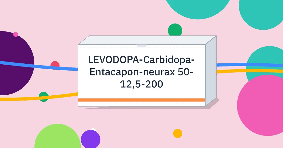 Symbolbild: Packung mit der Aufschrift LEVODOPA-Carbidopa-Entacapon-neurax 50-12,5-200 (PZN 10352881) – Verfügbarkeit und Bezug in Apotheken in Frankfurt am Main