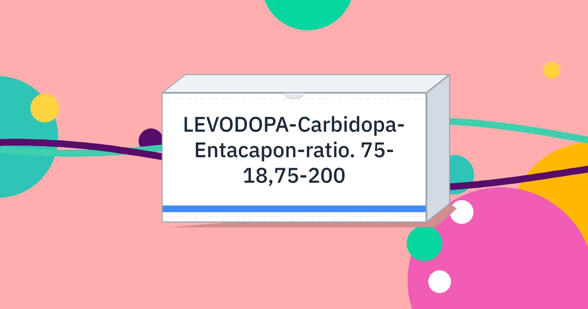 Symbolbild: Packung mit der Aufschrift LEVODOPA-Carbidopa-Entacapon-ratio. 75-18,75-200 (PZN 10221707) – Verfügbarkeit und Bezug in Apotheken in Frankfurt am Main