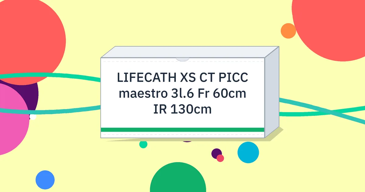 Symbolbild: Packung mit der Aufschrift LIFECATH XS CT PICC maestro 3l.6 Fr 60cm IR 130cm (PZN 19128168) – Verfügbarkeit und Bezug in Apotheken in Frankfurt am Main
