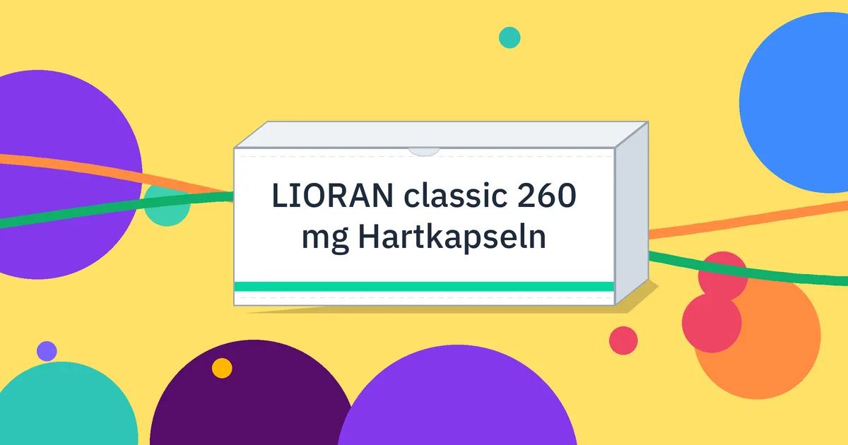 Symbolbild: Packung mit der Aufschrift LIORAN classic 260 mg Hartkapseln (PZN 20053820) – Verfügbarkeit und Bezug in Apotheken in Frankfurt am Main