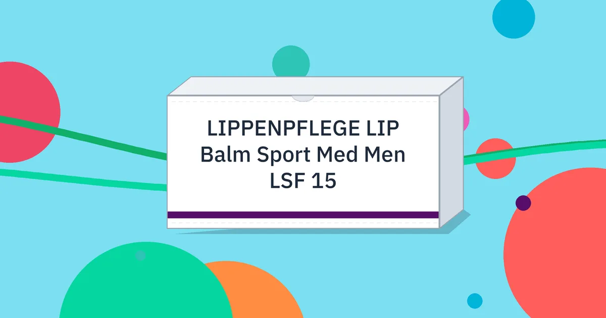 Symbolbild: Packung mit der Aufschrift LIPPENPFLEGE LIP Balm Sport Med Men LSF 15 (PZN 07565308) – Verfügbarkeit und Bezug in Apotheken in Frankfurt am Main