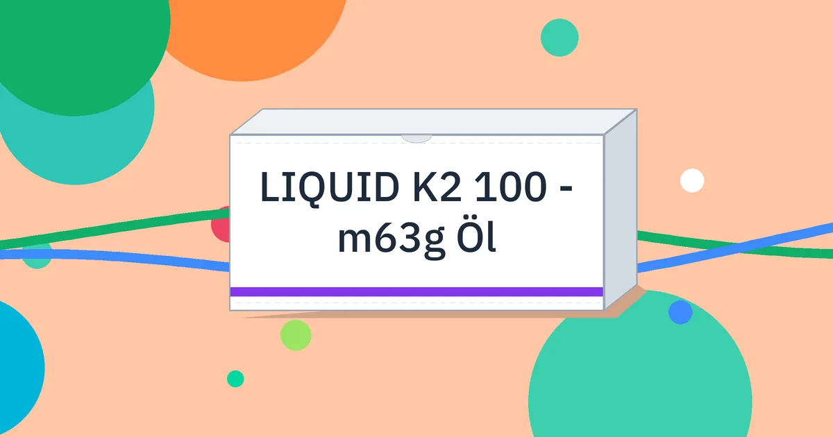 Symbolbild: Packung mit der Aufschrift LIQUID K2 100 -m63g Öl (PZN 17573415) – Verfügbarkeit und Bezug in Apotheken in Frankfurt am Main