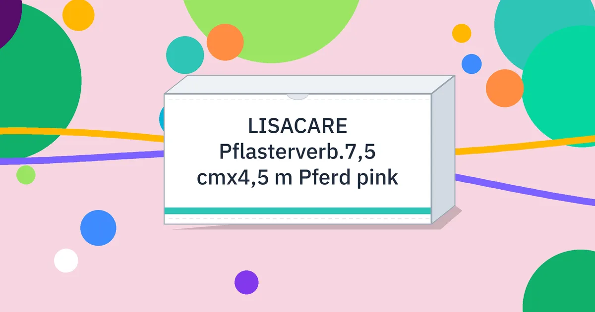 Symbolbild: Packung mit der Aufschrift LISACARE Pflasterverb.7,5 cmx4,5 m Pferd pink (PZN 17892959) – Verfügbarkeit und Bezug in Apotheken in Frankfurt am Main