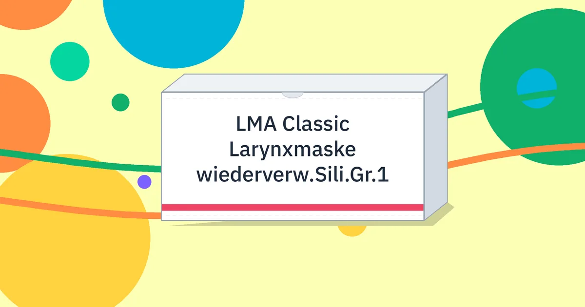 Symbolbild: Packung mit der Aufschrift LMA Classic Larynxmaske wiederverw.Sili.Gr.1 (PZN 10833847) – Verfügbarkeit und Bezug in Apotheken in Frankfurt am Main