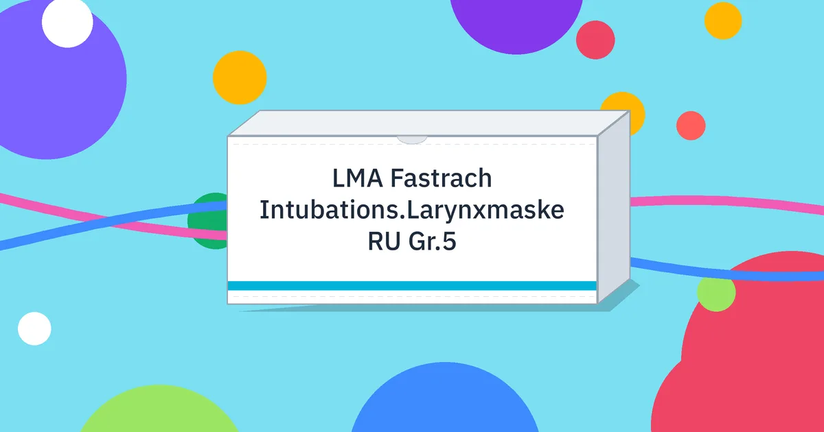 Symbolbild: Packung mit der Aufschrift LMA Fastrach Intubations.Larynxmaske RU Gr.5 (PZN 10849021) – Verfügbarkeit und Bezug in Apotheken in Frankfurt am Main