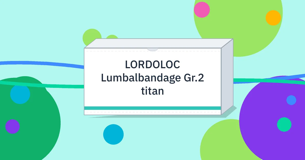 Symbolbild: Packung mit der Aufschrift LORDOLOC Lumbalbandage Gr.2 titan (PZN 03237139) – Verfügbarkeit und Bezug in Apotheken in Frankfurt am Main