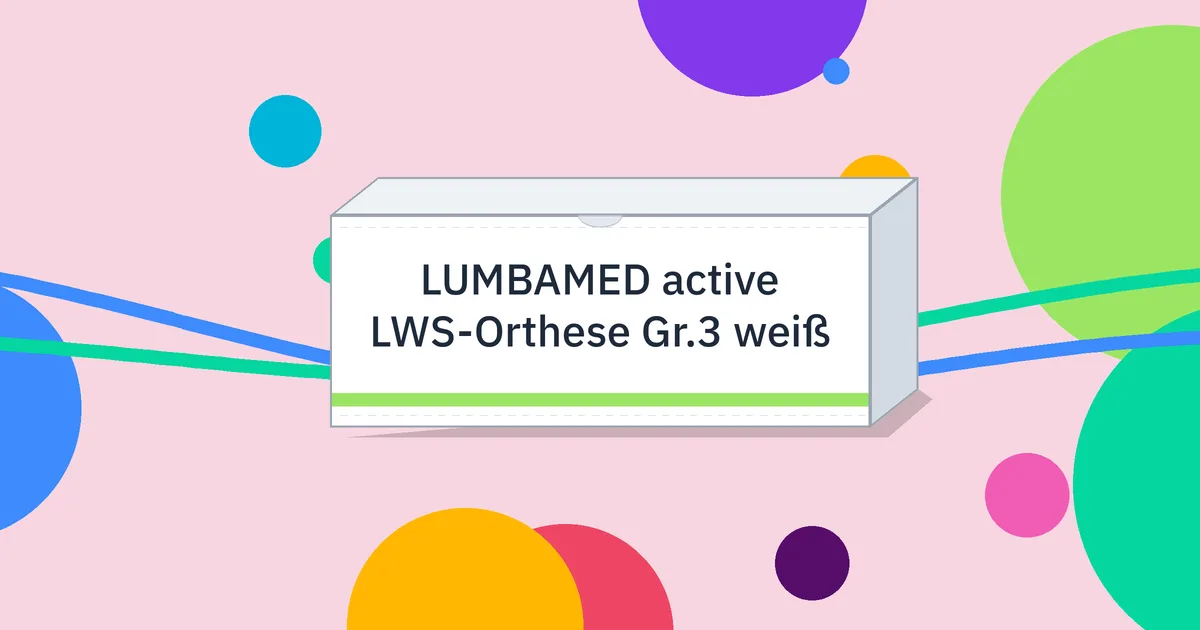 Symbolbild: Packung mit der Aufschrift LUMBAMED active LWS-Orthese Gr.3 weiß (PZN 15314951) – Verfügbarkeit und Bezug in Apotheken in Frankfurt am Main