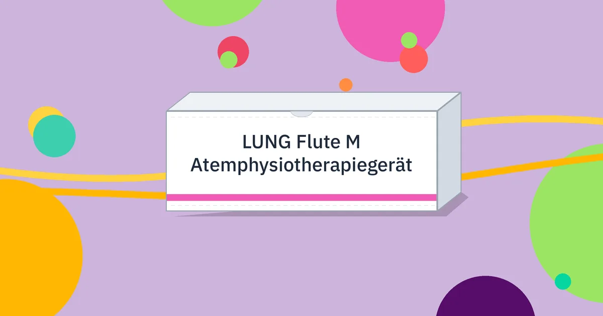 Symbolbild: Packung mit der Aufschrift LUNG Flute M Atemphysiotherapiegerät (PZN 08839392) – Verfügbarkeit und Bezug in Apotheken in Frankfurt am Main