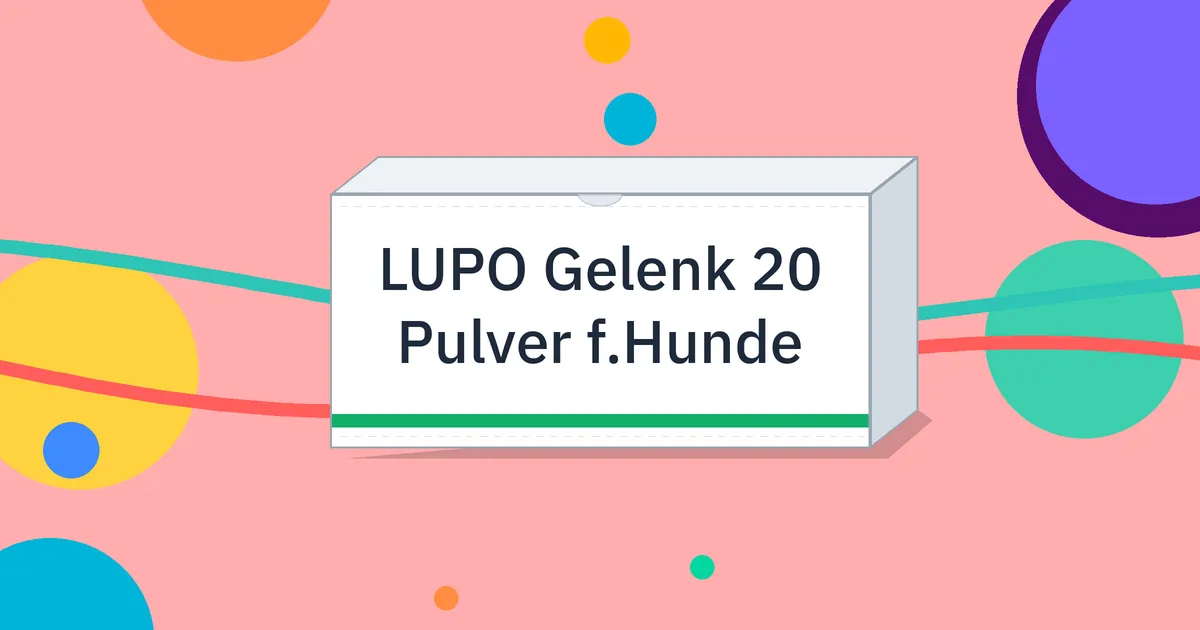 Symbolbild: Packung mit der Aufschrift LUPO Gelenk 20 Pulver f.Hunde (PZN 19251963) – Verfügbarkeit und Bezug in Apotheken in Frankfurt am Main
