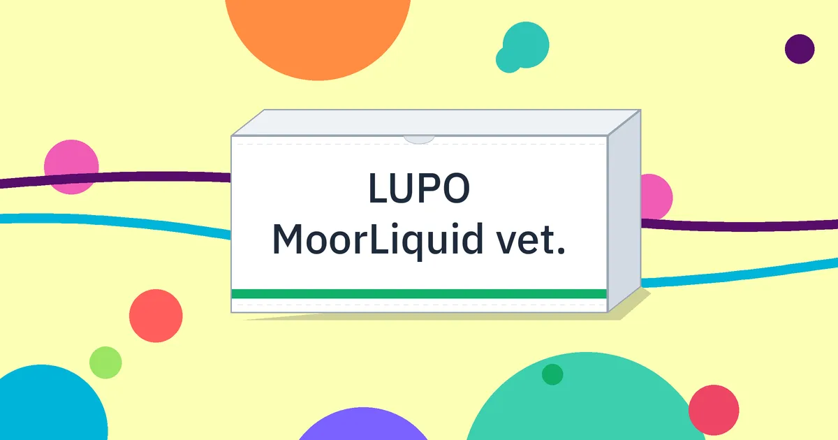 Symbolbild: Packung mit der Aufschrift LUPO MoorLiquid vet. (PZN 19252460) – Verfügbarkeit und Bezug in Apotheken in Frankfurt am Main