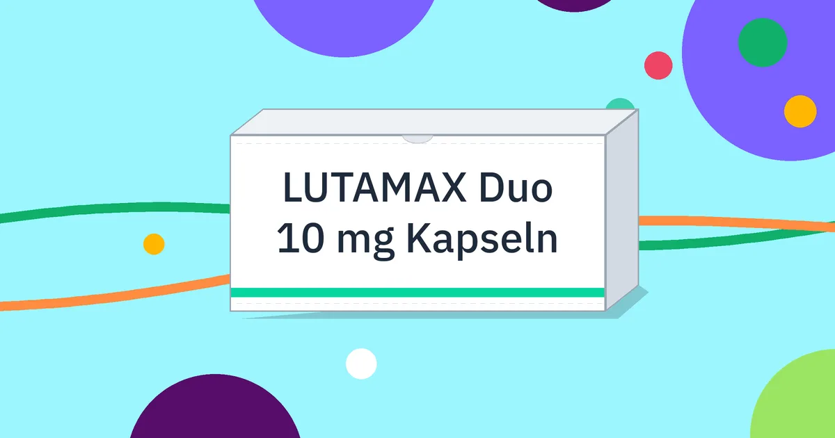 Symbolbild: Packung mit der Aufschrift LUTAMAX Duo 10 mg Kapseln (PZN 05118870) – Verfügbarkeit und Bezug in Apotheken in Frankfurt am Main