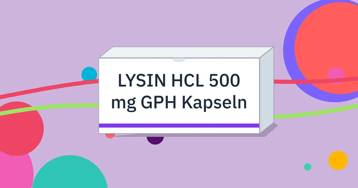 Symbolbild: Packung mit der Aufschrift LYSIN HCL 500 mg GPH Kapseln (PZN 09377640) – Verfügbarkeit und Bezug in Apotheken in Frankfurt am Main