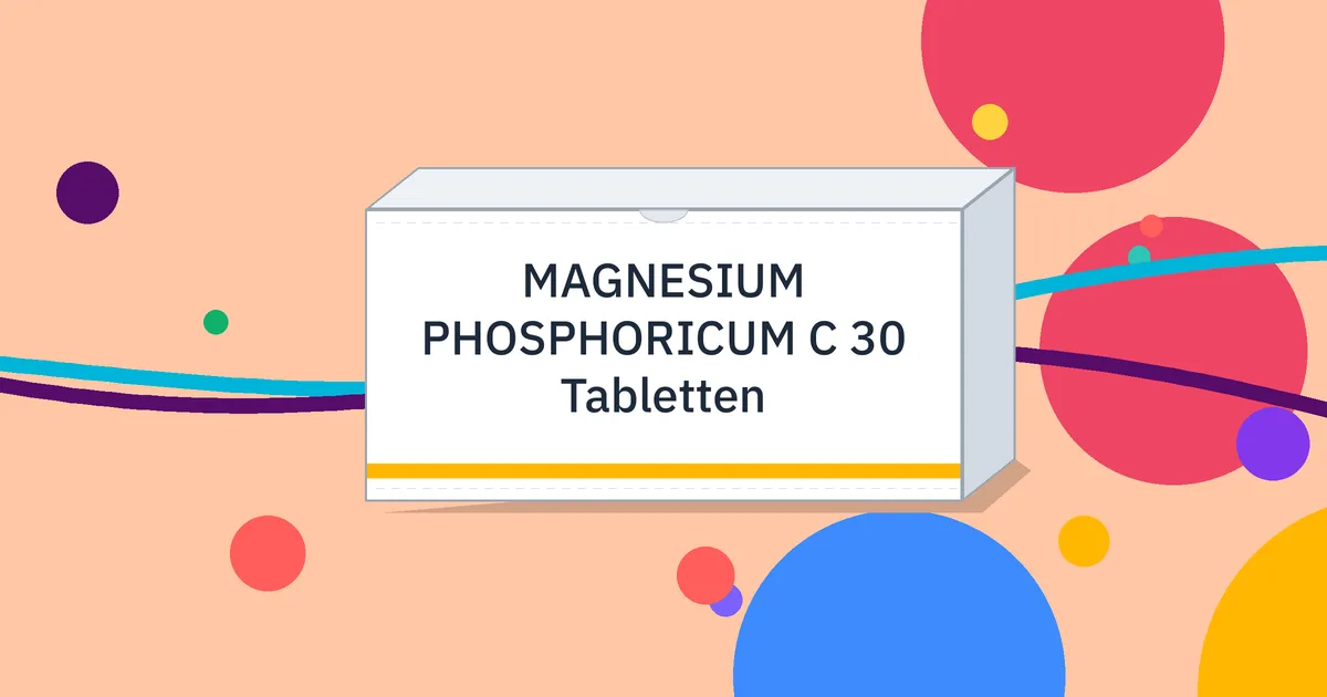 Symbolbild: Packung mit der Aufschrift MAGNESIUM PHOSPHORICUM C 30 Tabletten (PZN 07141755) – Verfügbarkeit und Bezug in Apotheken in Frankfurt am Main