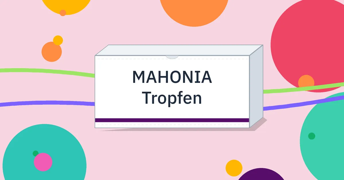 Symbolbild: Packung mit der Aufschrift MAHONIA Tropfen (PZN 12495952) – Verfügbarkeit und Bezug in Apotheken in Frankfurt am Main
