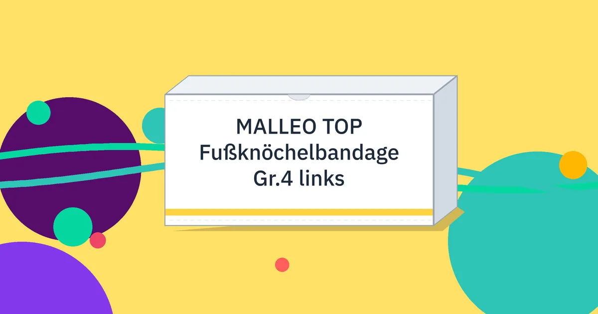 Symbolbild: Packung mit der Aufschrift MALLEO TOP Fußknöchelbandage Gr.4 links (PZN 05046171) – Verfügbarkeit und Bezug in Apotheken in Frankfurt am Main