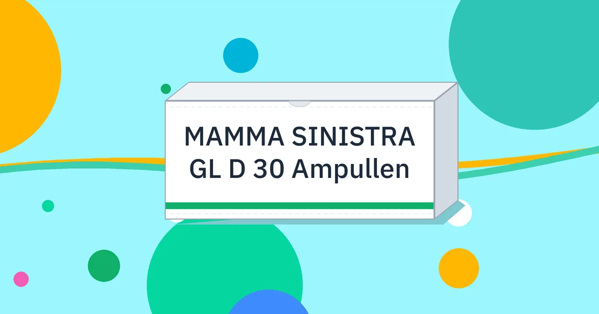 Symbolbild: Packung mit der Aufschrift MAMMA SINISTRA GL D 30 Ampullen (PZN 02883506) – Verfügbarkeit und Bezug in Apotheken in Frankfurt am Main