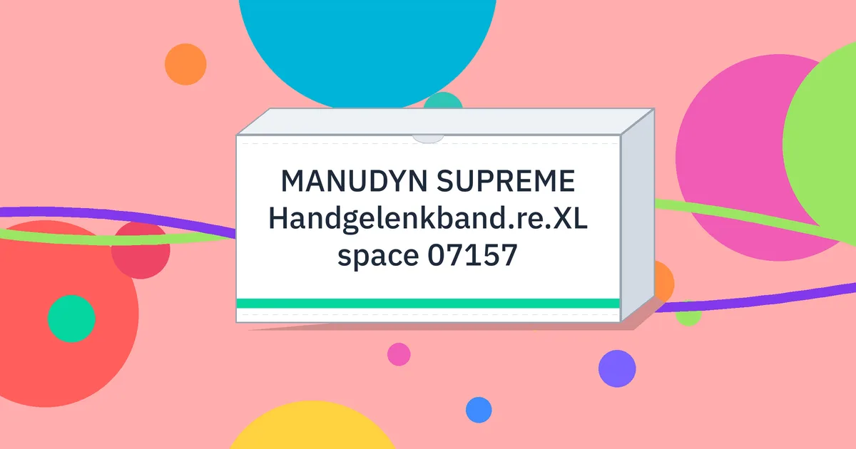 Symbolbild: Packung mit der Aufschrift MANUDYN SUPREME Handgelenkband.re.XL space 07157 (PZN 20095600) – Verfügbarkeit und Bezug in Apotheken in Frankfurt am Main