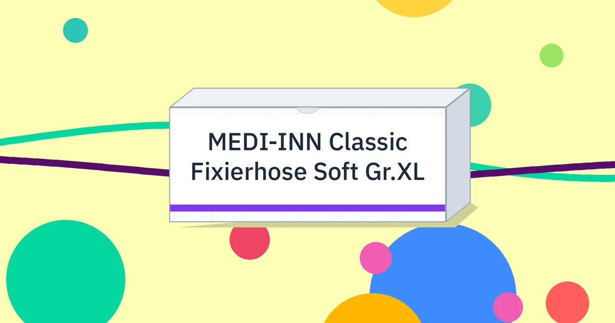 Symbolbild: Packung mit der Aufschrift MEDI-INN Classic Fixierhose Soft Gr.XL (PZN 18371168) – Verfügbarkeit und Bezug in Apotheken in Frankfurt am Main