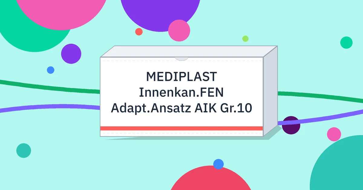 Symbolbild: Packung mit der Aufschrift MEDIPLAST Innenkan.FEN Adapt.Ansatz AIK Gr.10 (PZN 04528206) – Verfügbarkeit und Bezug in Apotheken in Frankfurt am Main