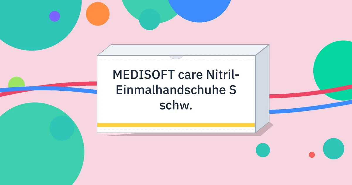 Symbolbild: Packung mit der Aufschrift MEDISOFT care Nitril-Einmalhandschuhe S schw. (PZN 20630660) – Verfügbarkeit und Bezug in Apotheken in Frankfurt am Main