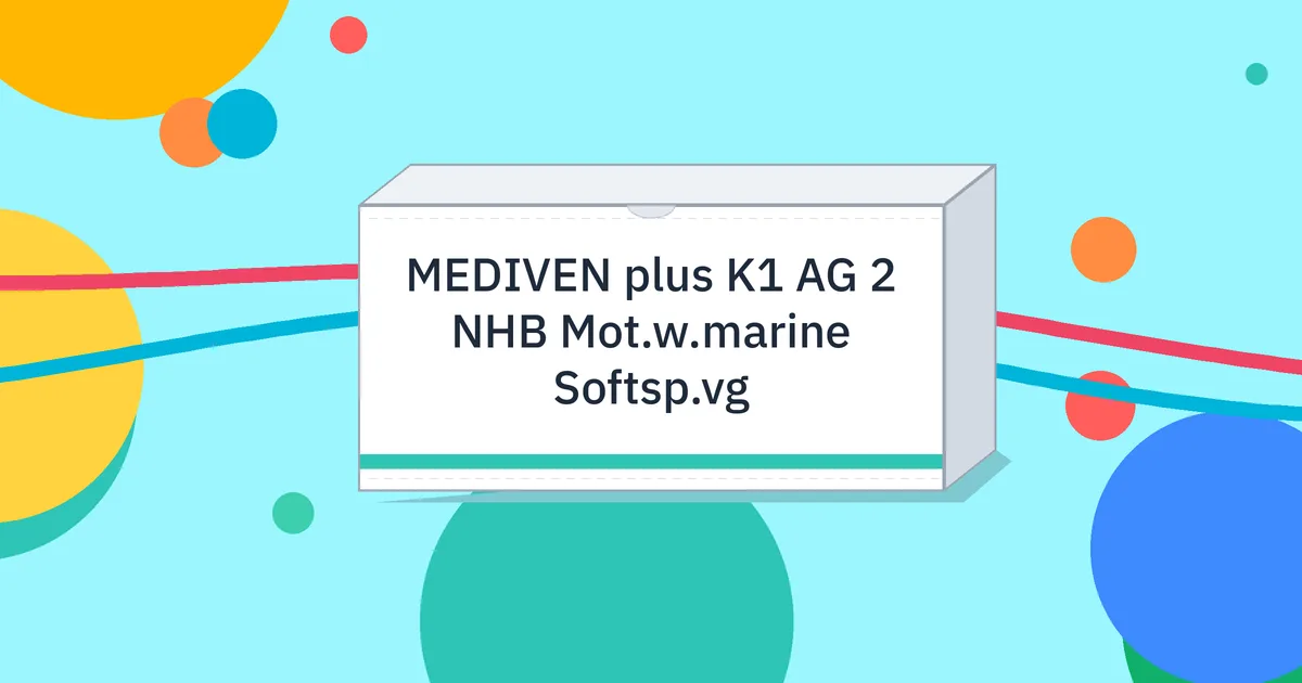 Symbolbild: Packung mit der Aufschrift MEDIVEN plus K1 AG 2 NHB Mot.w.marine Softsp.vg (PZN 15920924) – Verfügbarkeit und Bezug in Apotheken in Frankfurt am Main