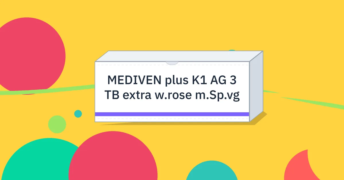 Symbolbild: Packung mit der Aufschrift MEDIVEN plus K1 AG 3 TB extra w.rose m.Sp.vg (PZN 15066677) – Verfügbarkeit und Bezug in Apotheken in Frankfurt am Main