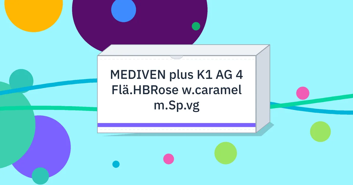 Symbolbild: Packung mit der Aufschrift MEDIVEN plus K1 AG 4 Flä.HBRose w.caramel m.Sp.vg (PZN 15914556) – Verfügbarkeit und Bezug in Apotheken in Frankfurt am Main
