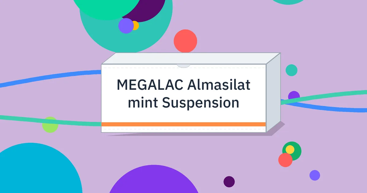 Symbolbild: Packung mit der Aufschrift MEGALAC Almasilat mint Suspension (PZN 04745783) – Verfügbarkeit und Bezug in Apotheken in Frankfurt am Main