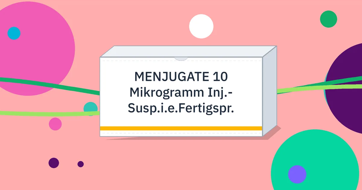 Symbolbild: Packung mit der Aufschrift MENJUGATE 10 Mikrogramm Inj.-Susp.i.e.Fertigspr. (PZN 12639204) – Verfügbarkeit und Bezug in Apotheken in Frankfurt am Main