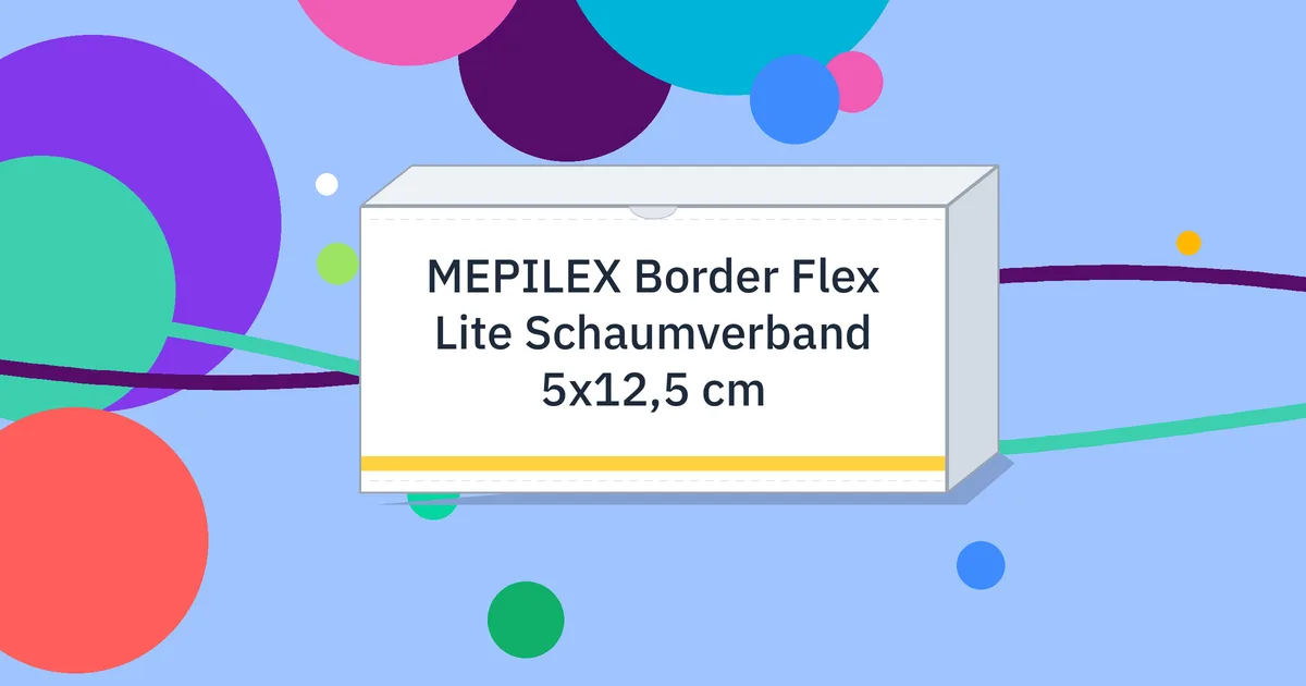 Symbolbild: Packung mit der Aufschrift MEPILEX Border Flex Lite Schaumverband 5x12,5 cm (PZN 18664597) – Verfügbarkeit und Bezug in Apotheken in Frankfurt am Main