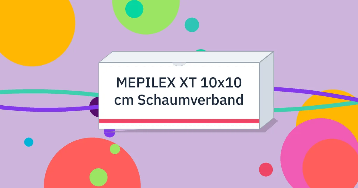 Symbolbild: Packung mit der Aufschrift MEPILEX XT 10x10 cm Schaumverband (PZN 11293459) – Verfügbarkeit und Bezug in Apotheken in Frankfurt am Main
