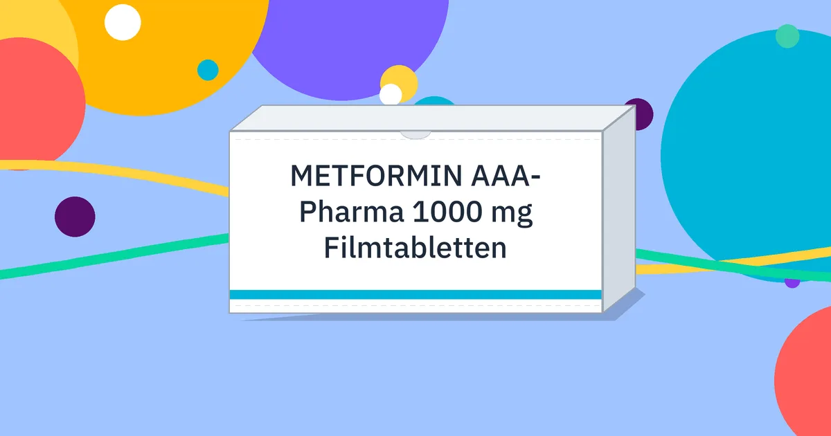 Symbolbild: Packung mit der Aufschrift METFORMIN AAA-Pharma 1000 mg Filmtabletten (PZN 20058183) – Verfügbarkeit und Bezug in Apotheken in Frankfurt am Main