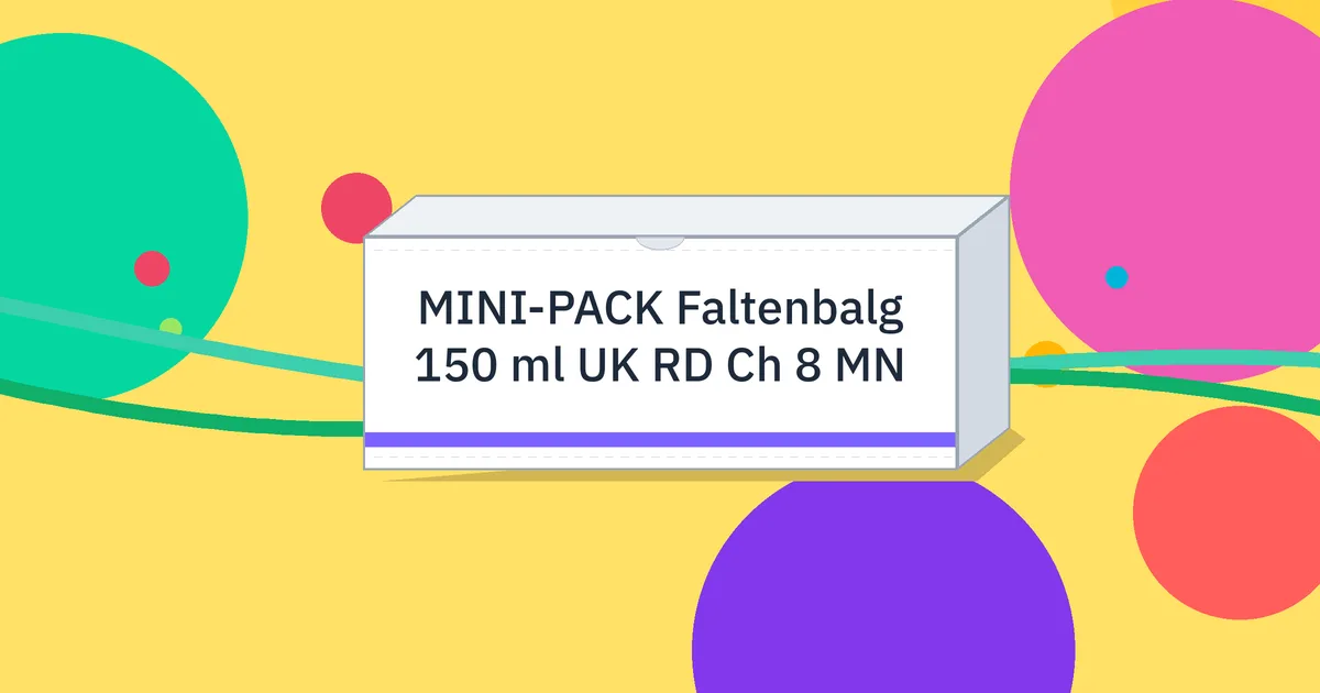 Symbolbild: Packung mit der Aufschrift MINI-PACK Faltenbalg 150 ml UK RD Ch 8 MN (PZN 17486113) – Verfügbarkeit und Bezug in Apotheken in Frankfurt am Main