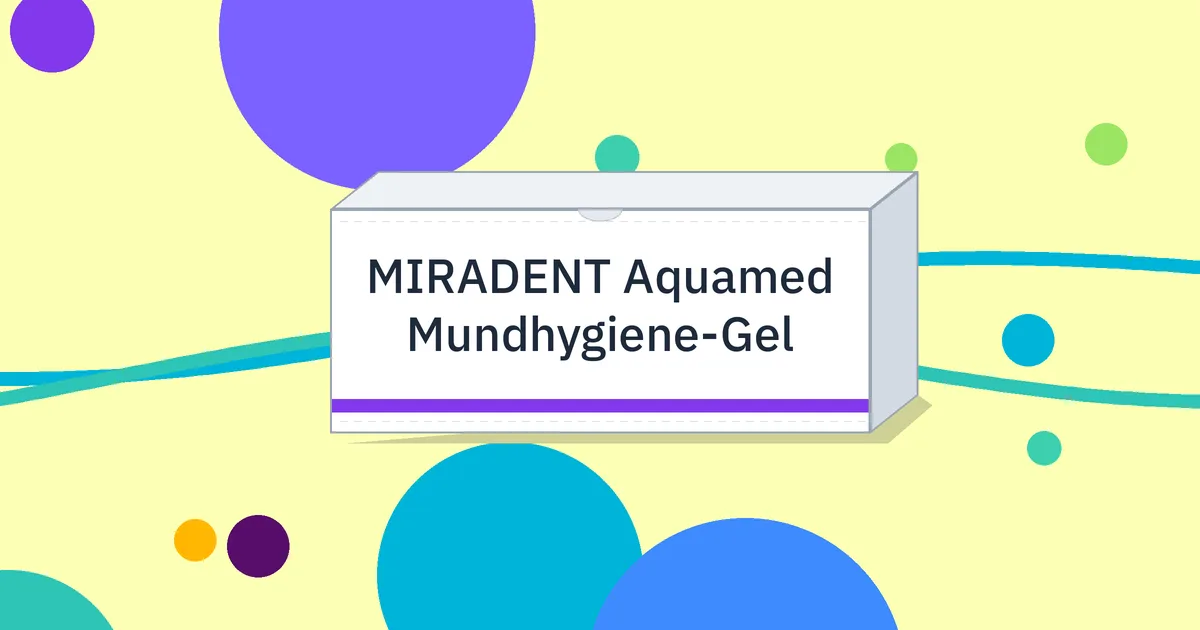 Symbolbild: Packung mit der Aufschrift MIRADENT Aquamed Mundhygiene-Gel (PZN 17153417) – Verfügbarkeit und Bezug in Apotheken in Frankfurt am Main