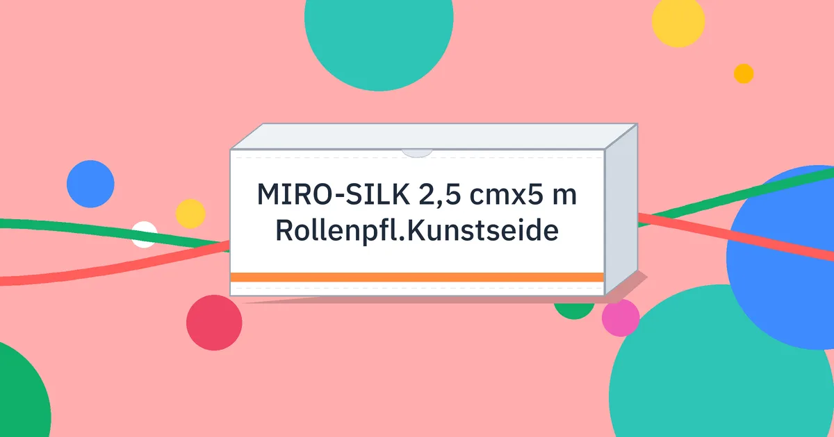 Symbolbild: Packung mit der Aufschrift MIRO-SILK 2,5 cmx5 m Rollenpfl.Kunstseide (PZN 17962654) – Verfügbarkeit und Bezug in Apotheken in Frankfurt am Main