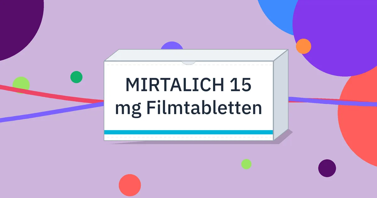 Symbolbild: Packung mit der Aufschrift MIRTALICH 15 mg Filmtabletten (PZN 02817627) – Verfügbarkeit und Bezug in Apotheken in Frankfurt am Main