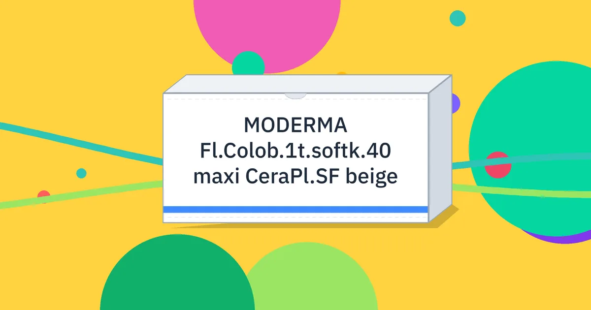 Symbolbild: Packung mit der Aufschrift MODERMA Fl.Colob.1t.softk.40 maxi CeraPl.SF beige (PZN 18108867) – Verfügbarkeit und Bezug in Apotheken in Frankfurt am Main