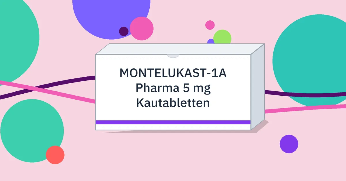 Symbolbild: Packung mit der Aufschrift MONTELUKAST-1A Pharma 5 mg Kautabletten (PZN 09731811) – Verfügbarkeit und Bezug in Apotheken in Frankfurt am Main
