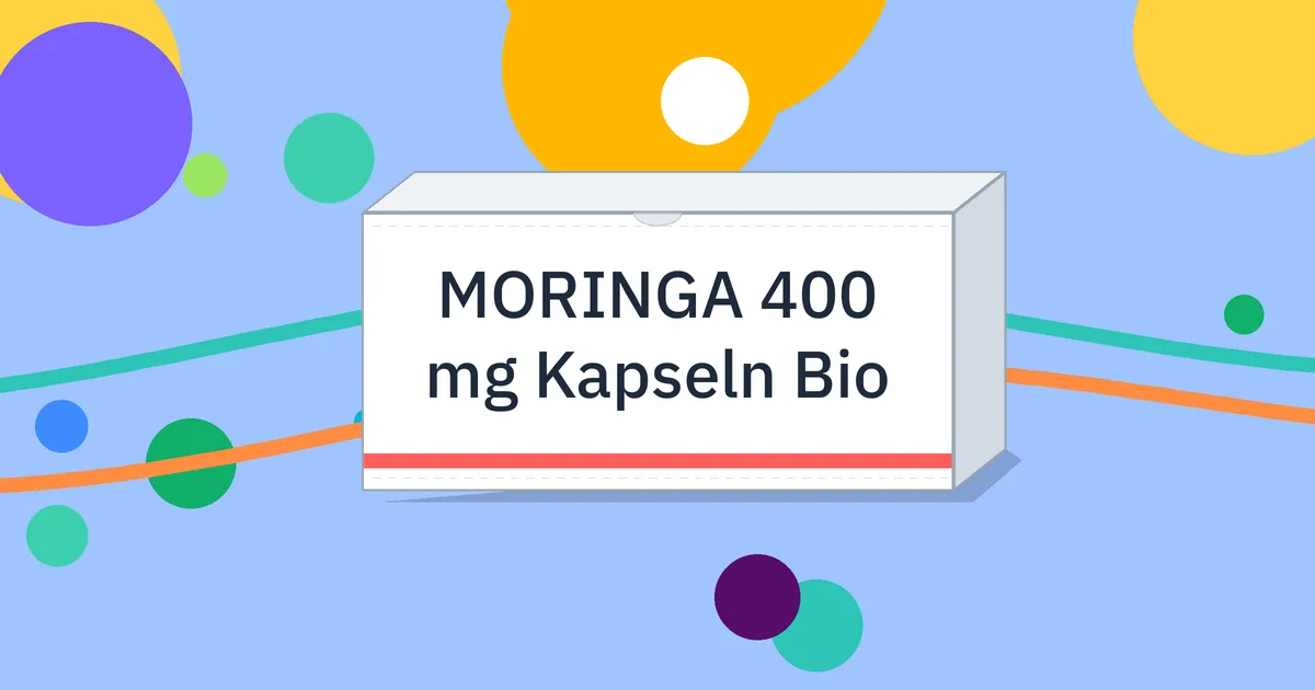 Symbolbild: Packung mit der Aufschrift MORINGA 400 mg Kapseln Bio (PZN 12637501) – Verfügbarkeit und Bezug in Apotheken in Frankfurt am Main