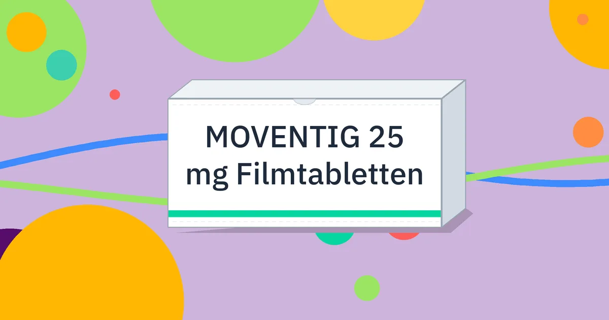 Symbolbild: Packung mit der Aufschrift MOVENTIG 25 mg Filmtabletten (PZN 18804319) – Verfügbarkeit und Bezug in Apotheken in Frankfurt am Main