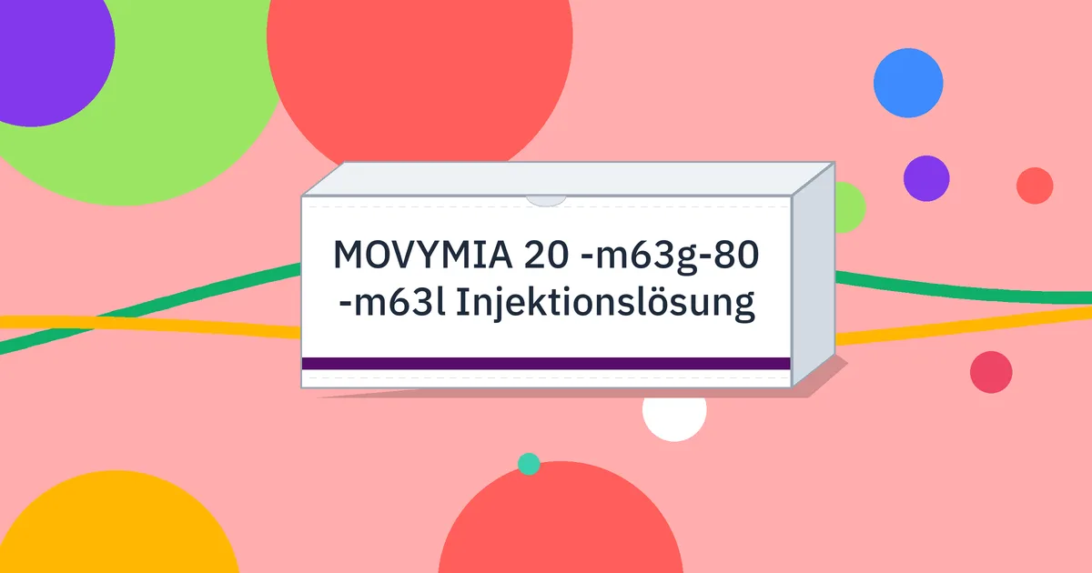 Symbolbild: Packung mit der Aufschrift MOVYMIA 20 -m63g-80 -m63l Injektionslösung (PZN 16517403) – Verfügbarkeit und Bezug in Apotheken in Frankfurt am Main