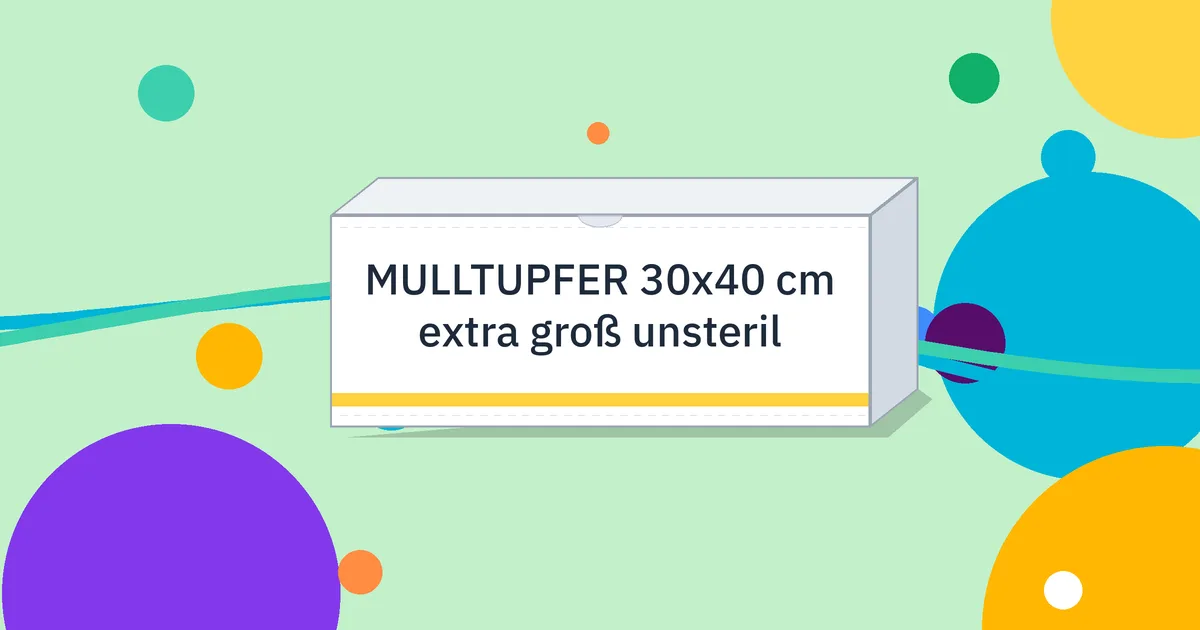 Symbolbild: Packung mit der Aufschrift MULLTUPFER 30x40 cm extra groß unsteril (PZN 01363940) – Verfügbarkeit und Bezug in Apotheken in Frankfurt am Main