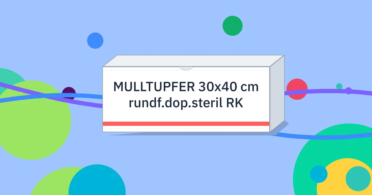 Symbolbild: Packung mit der Aufschrift MULLTUPFER 30x40 cm rundf.dop.steril RK (PZN 13165292) – Verfügbarkeit und Bezug in Apotheken in Frankfurt am Main
