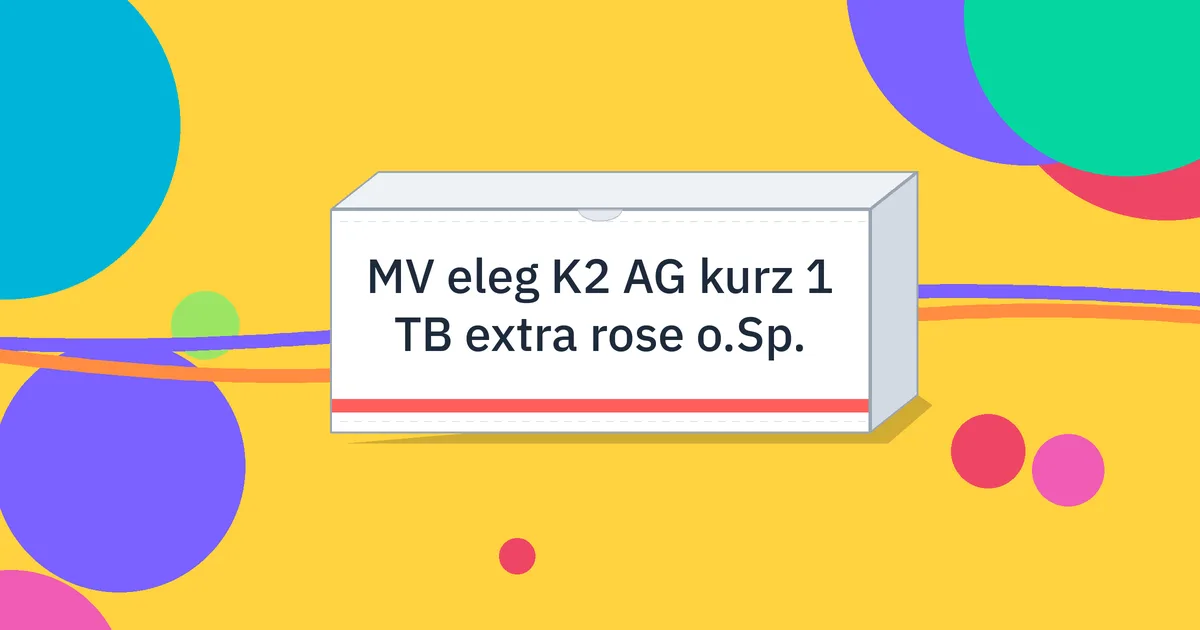 Symbolbild: Packung mit der Aufschrift MV eleg K2 AG kurz 1 TB extra rose o.Sp. (PZN 14696821) – Verfügbarkeit und Bezug in Apotheken in Frankfurt am Main